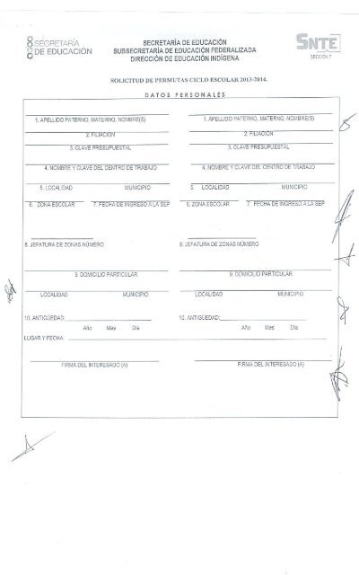 Solicitud para Cambio por Permuta