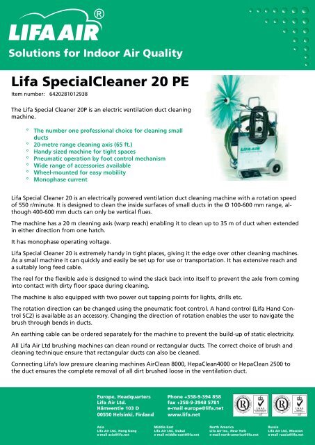 Special Cleaner 20 PE - Lifa.net