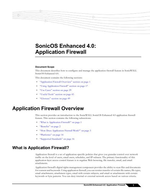 SonicOS Enhanced 4.0: Application Firewall - SonicWALL