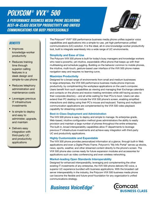 Polycom VVX500 - Comcast Business