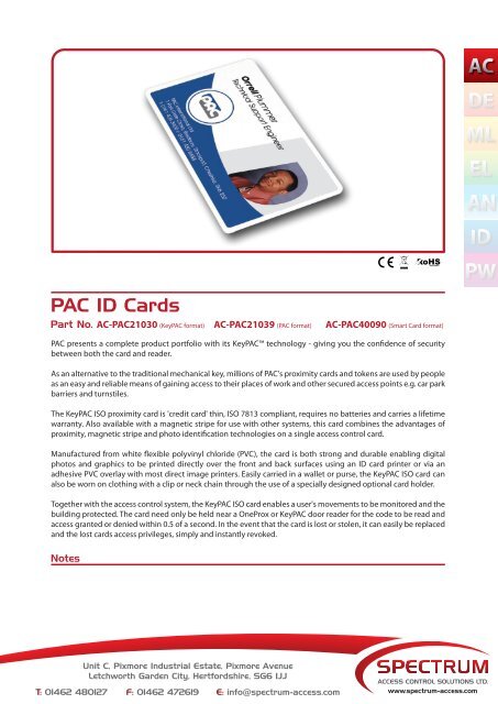 PAC 21030 Data Sheet - Spectrum Access Control Solutions