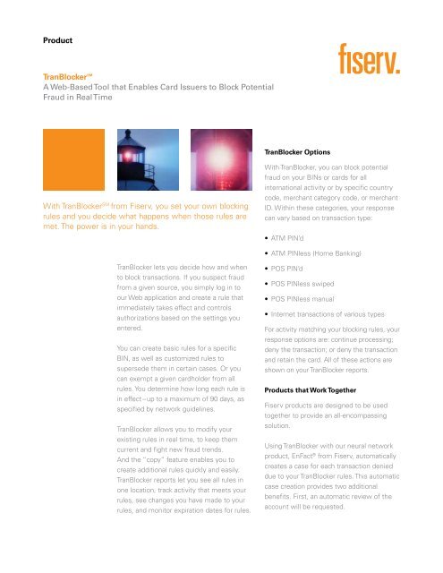 TranBlocker - Card Solutions - Fiserv