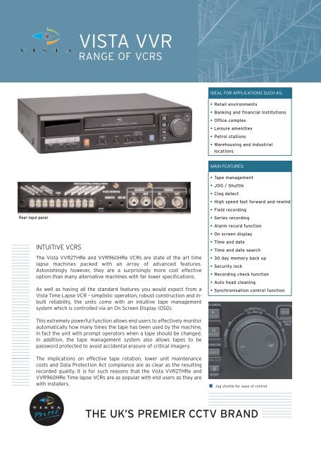 VISTA CCTV VVR Range Of VCRs