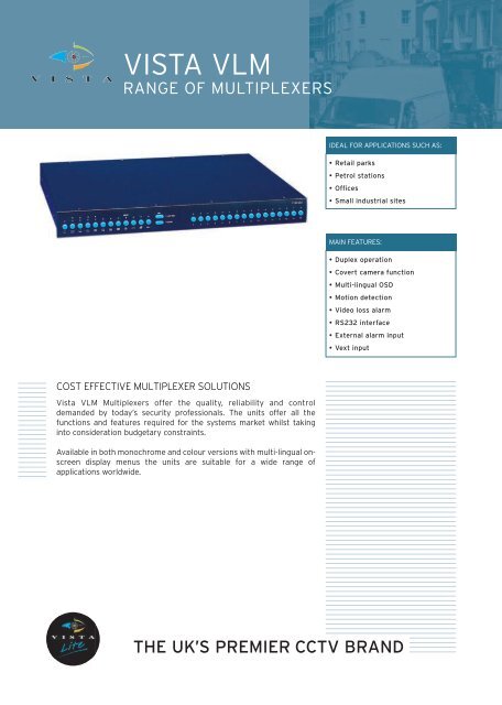 VISTA CCTV VLM Range of Multiplexers