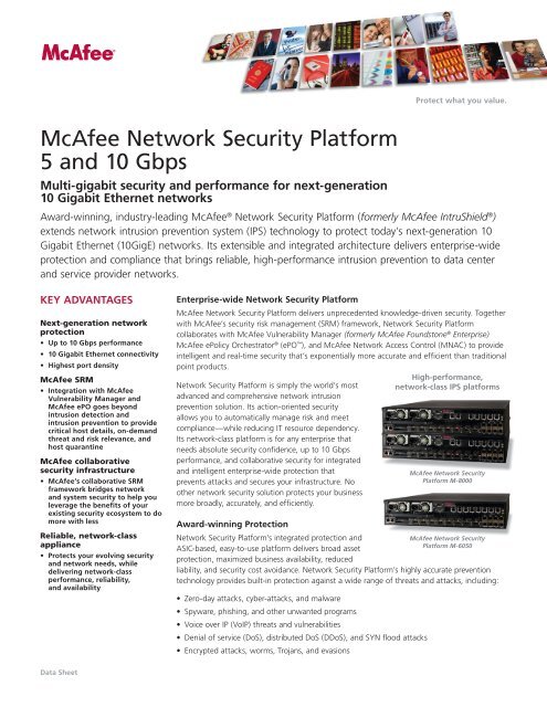 McAfee Network Security Platform 5 and 10 Gbps - McAfeeWorks.com