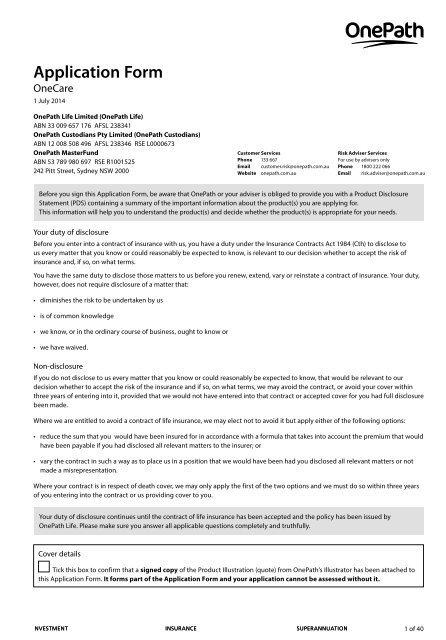 Application Form - OnePath