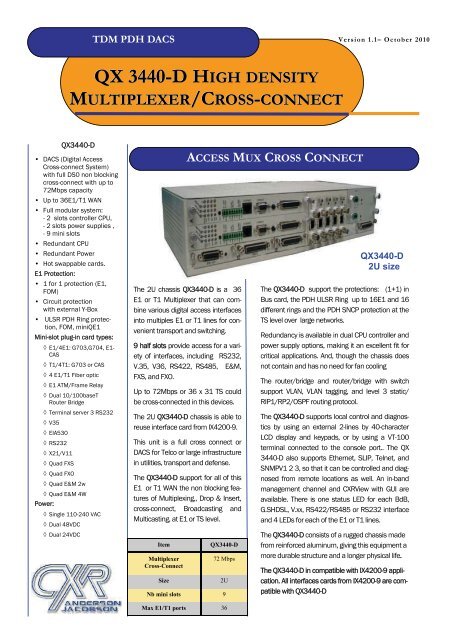 QX3440D Multiservice Multiplexer (En) - Cxr.com