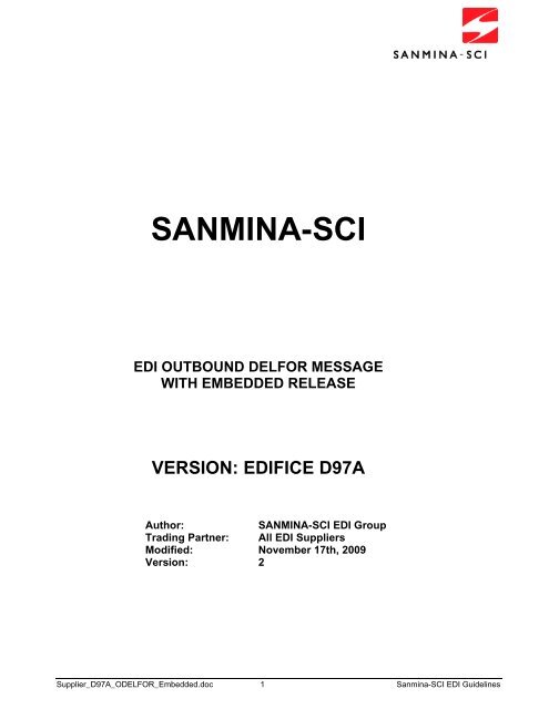 Edifact DELFOR - Sanmina