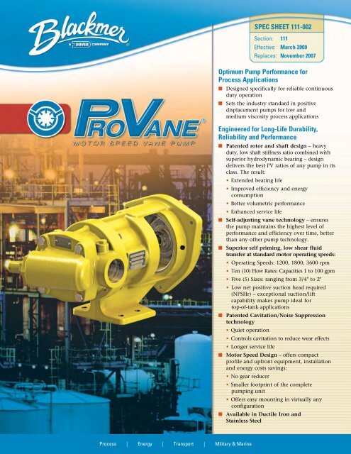 ProVane Quick Facts. - National Energy Equipment