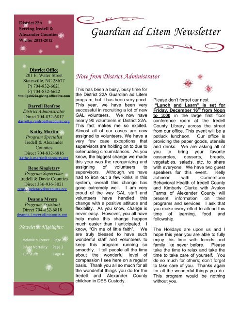 Guardian ad Litem Newsletter - North Carolina Court System