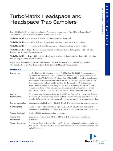 TurboMatrix Headspace and Headspace Trap Samplers - PerkinElmer