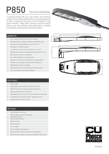 P850 Technical datasheet - CU Phosco