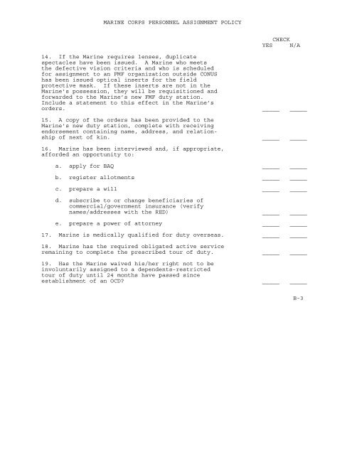 MARINE CORPS PERSONNEL AS