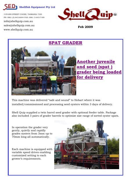 (spat ) grader - SED Shellfish Equipment Pty Ltd Australia