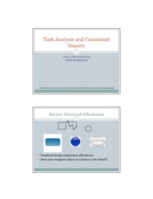 Task Analysis and Contextual Inquiry