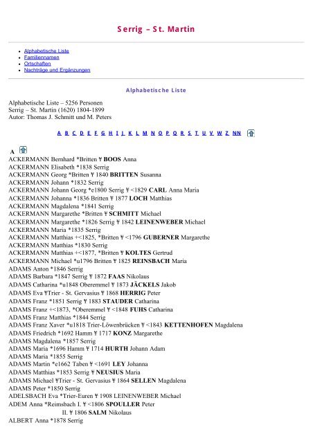 Alphabetische Listen - WGfF