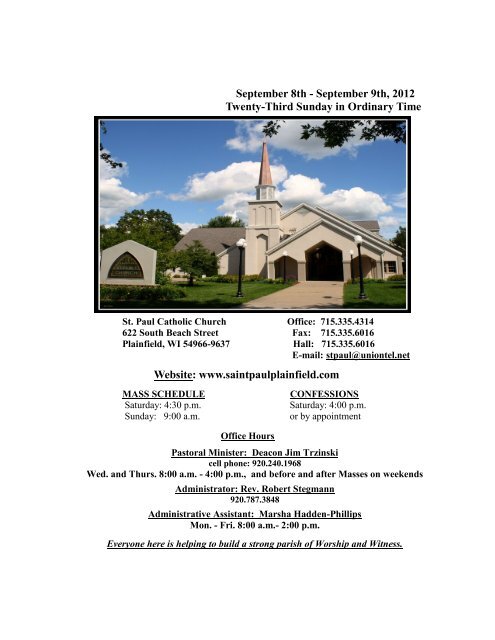 September 8th - St. Paul Catholic Church