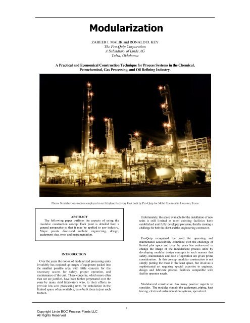 Modularization - Linde Process Plants, Inc.