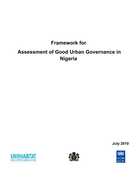 Framework for Assessment of Good Urban Governance in Nigeria