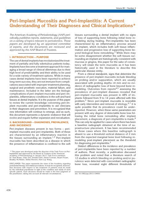 Peri-implant mucositis and peri-implantitis paper from ... - DentistryIQ