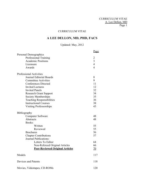 a lee dellon, md, phd, facs - Dellon Institutes for Peripheral Nerve ...