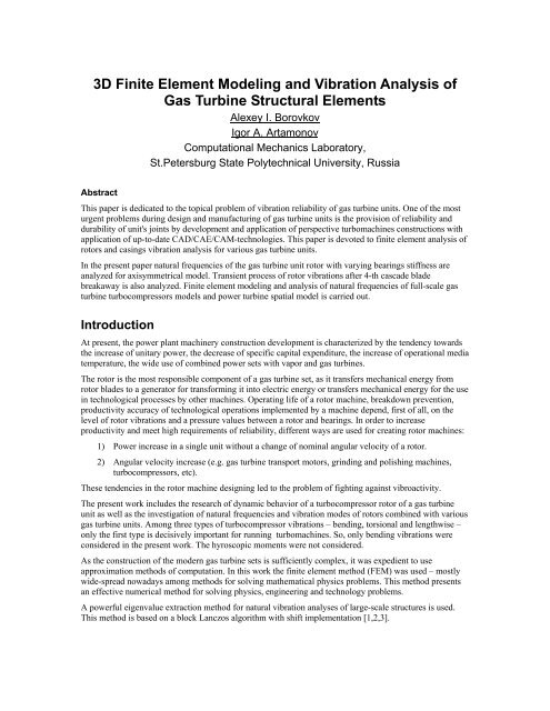 3d Finite Element Modeling And Vibration Analysis Of Gas Turbine
