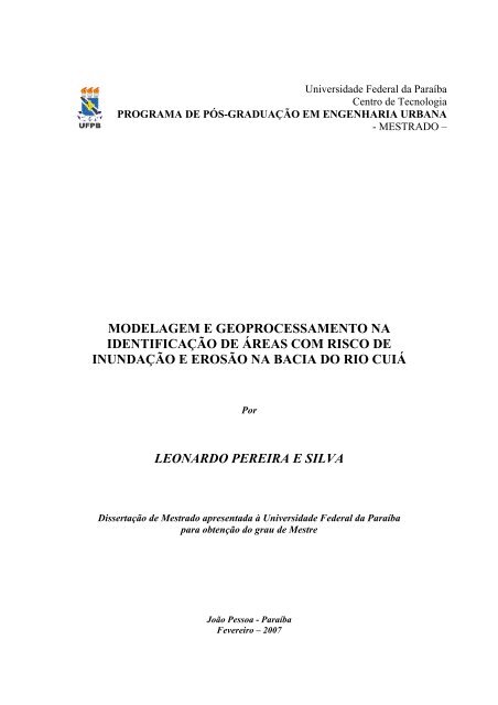 Modelagem e geoprocessamento na identificação de ... - CT-UFPB