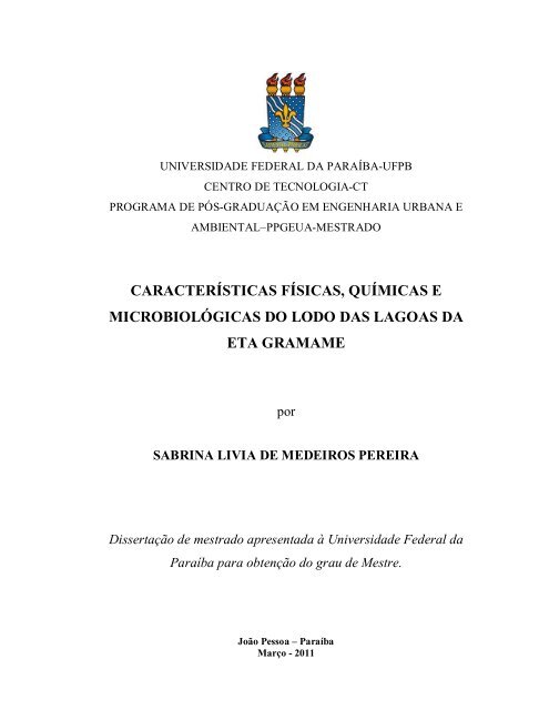 características físicas, químicas e microbiológicas do ... - CT-UFPB