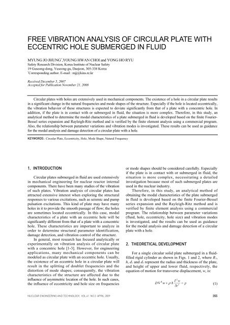 free vibration analysis of circular plate with eccentric hole ...