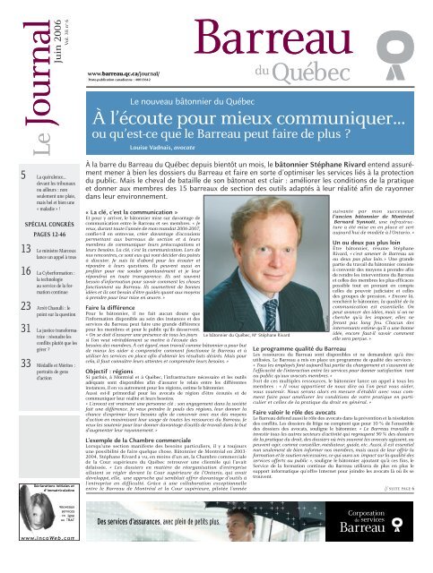 Journal du Barreau - Juin 2006 - Barreau du Québec