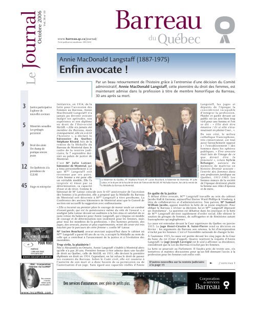 Journal du Barreau - Octobre 2006 - Barreau du Québec