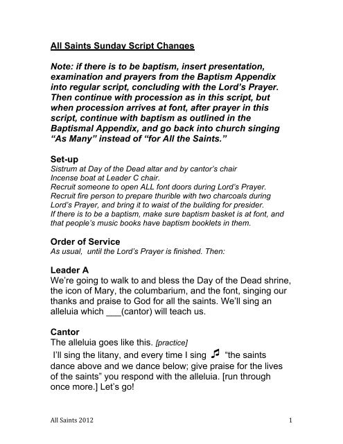 All Saints Day Script - Saint Gregory of Nyssa Episcopal Church