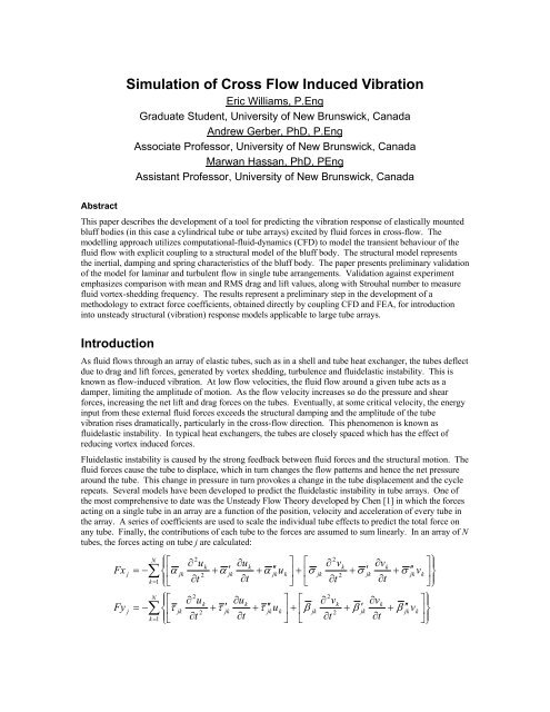 Simulation of Cross Flow Induced Vibration
