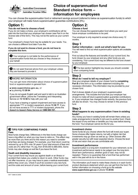 Choice of superannuation fund Standard choice form â information ...