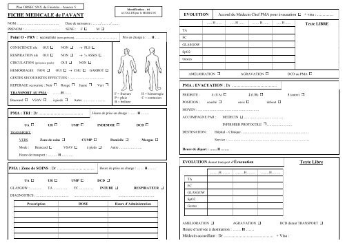 FICHE MEDICALE de l'AVANT - Préfecture