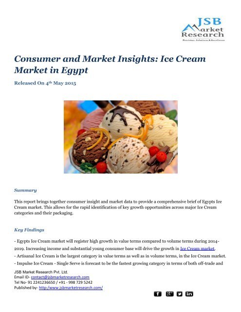Consumer and Market Insights: Ice Cream Market in Egypt