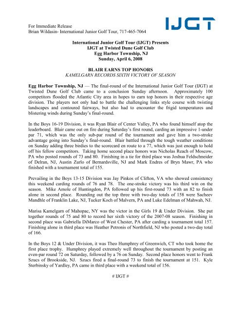 (IJGT) Present - International Junior Golf Tour