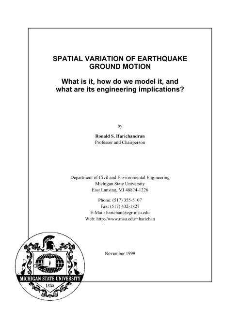 SPATIAL VARIATION OF EARTHQUAKE GROUND MOTION What is ...