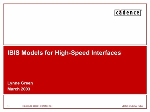 IBIS Models for High-speed Interfaces