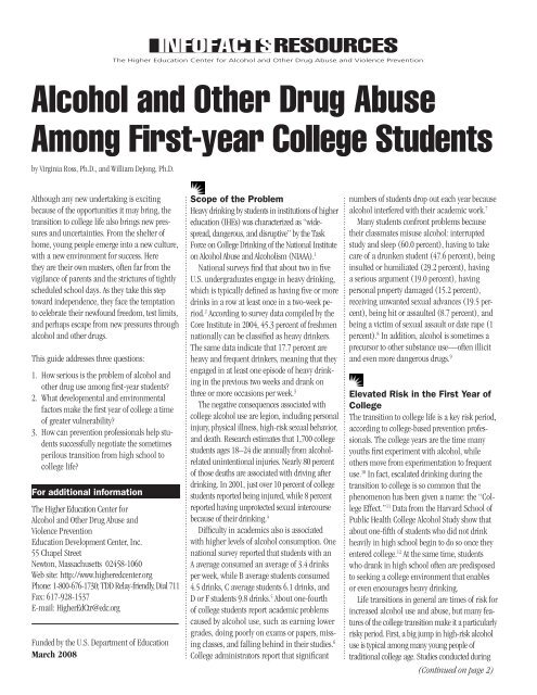 Alcohol and Other Drug Abuse Among First-year College Students