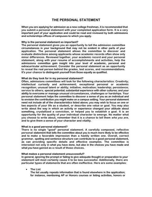 Personal Statement Tips