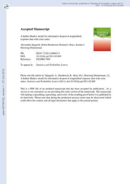 A Hidden Markov Model For Informative Dropout In Longitudinal