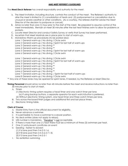 AMS MEET REFEREE'S GUIDELINES