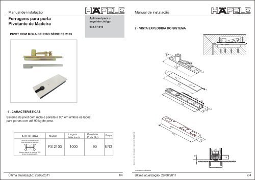Manual Pivot com Mola de Piso - HÃ¤fele