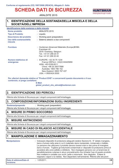 SCHEDA DATI DI SICUREZZA