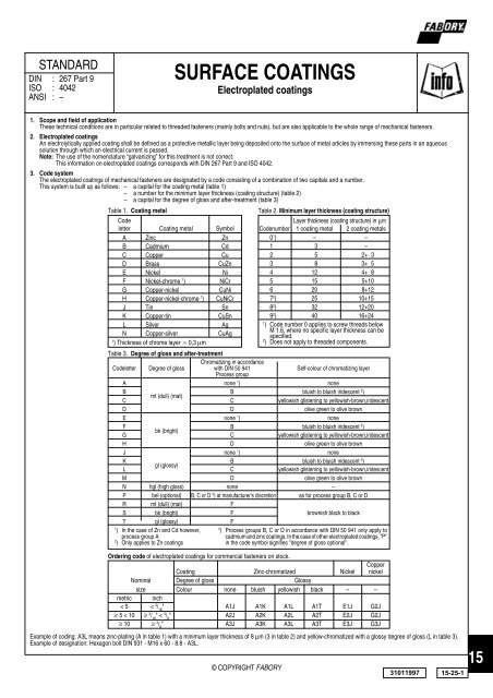 15 STANDARD ISO : 272 EN