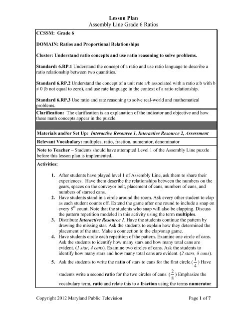 Ratios Lesson and Resources (Grade 6)
