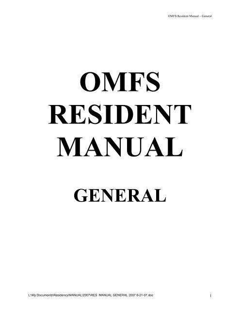 GENERAL - Department of Oral & Maxillofacial Surgery - at UCSF
