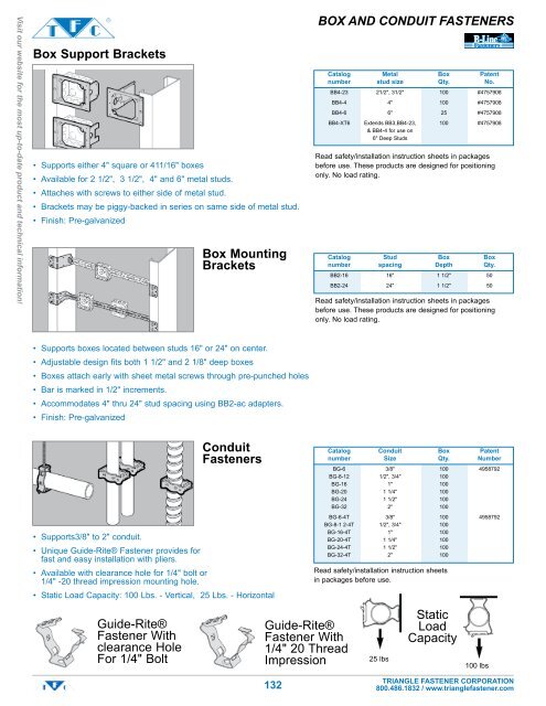 Conduit / Box / Rod and Wire / Strap - Triangle Fastener