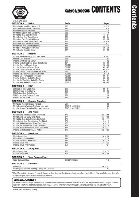Metric - RGA and PSM Fasteners